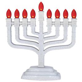 Eichlers.com: White Electric Knesset Menorah with the Symbols of the ...