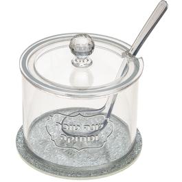Eichlers.com: Perspex Honey Dish with Silver Glitter Bottom and Spoon
