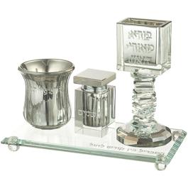 Eichlers.com: Crystal Havdala Set with Rectangular Tray - Lined