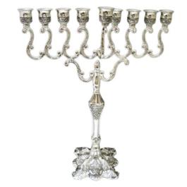 Eichlers.com: Traditional Silver Plated Menorah with Ornate Base