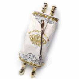 Eichlers.com: Sefer Torah Scroll with a Yad and Plastic Cover - White
