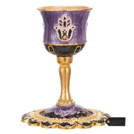 Eichlers.com: Hand-Painted Enamel Kiddush Cup Set with Stem and Tray ...