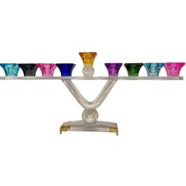 Eichlers.com: Crystal Menorah w/ Clear Glass Gold Feet