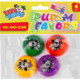 Eichlers.com: Purim Pull Back Clown - 4/pk
