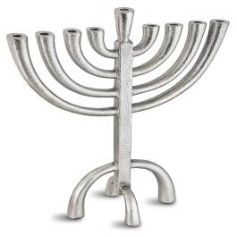 Eichlers.com: Transitional Menorah with Modern Rough Finish - Silver