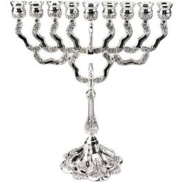 Eichlers.com: Nickel Plated Oil Menorah 12''