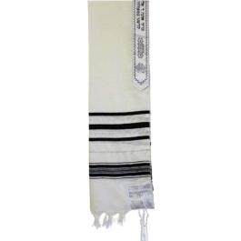 Eichlers.com: Wool Tallis - Black/Silver - Traditional